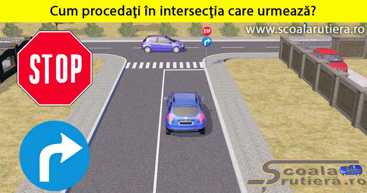 Chestionare DRPCIV cat B: Cum procedați în intersecția care urmează?